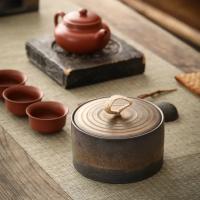 China Japanese Handmade Ceramic Storage Jar with Lid 500ml Kitchen Canister for Tea Coffee Sugar for sale