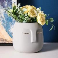 China Human Face Buddha Ceramic Vase Zen Green Succulent Planter Pot 10x10x12cm Desktop Home Decoration for sale