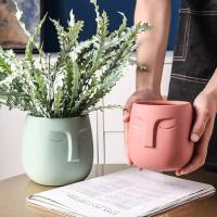 China Human Face Buddha Ceramic Vase Zen Green Succulent Planter Pot 10x10x12cm Desktop Home Decoration for sale