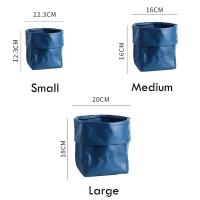 China Ceramic Plant Pots Set 3 Sizes 12-20cm Glazed Finish Kraft Paper Bag Shape for Indoor Outdoor Succulent for sale