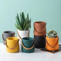 China Cement Planter Pot 16x12x15.5cm for Succulent Air Plants Home Garden Decor Wall Hanging Flower Vase 6 Colors for sale