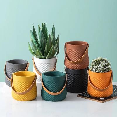 China Cement Planter Pot 16x12x15.5cm for Succulent Air Plants Home Garden Decor Wall Hanging Flower Vase 6 Colors for sale
