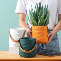 China Cement Planter Pot 16x12x15.5cm for Succulent Air Plants Home Garden Decor Wall Hanging Flower Vase 6 Colors for sale