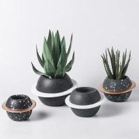 China Ceramic Flower Pots Set of 3 Sizes 13.8-20cm Cactus Planter Desktop Mini Plant Container for sale