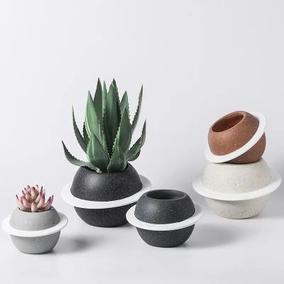 China Ceramic Flower Pots Set of 3 Sizes 13.8-20cm Cactus Planter Desktop Mini Plant Container for sale