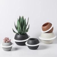 China Ceramic Flower Pots Set of 3 Sizes 13.8-20cm Cactus Planter Desktop Mini Plant Container for sale