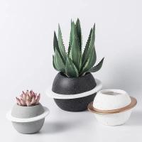 China Ceramic Flower Pots Set of 3 Sizes 13.8-20cm Cactus Planter Desktop Mini Plant Container for sale