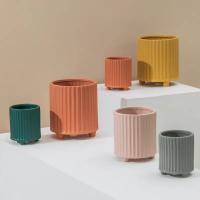 China European Ceramic Flowerpot with Feet 3 Sizes 16.5cm 19cm Home Garden Decorative Planter for sale