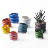 China Ceramic Flower Pot Vase 3 Sizes 9 Colors Modern Minimalist Indoor Plant Pot for Home Garden Wedding Decoration for sale