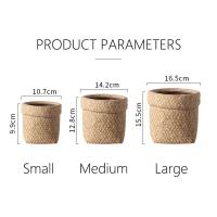 China Ceramic Farmhouse Weave Pattern Flowerpot Set 3 Sizes 10.7cm to 16.5cm for Succulents Mini Plant Pot for sale