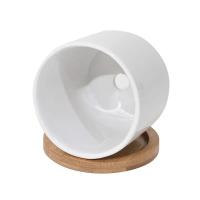 China Set of 3 Ceramic Pots for Plants 4 Inch Succulent Planter with Bamboo Tray White Glazed Flower Pot for sale