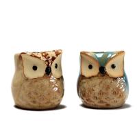 China 6pcs Ceramic Glazed Flower Pot Set Owl Shape Succulent Cactus Plant Container Bonsai Pots 24cm Box for sale