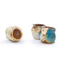 China 6pcs Ceramic Glazed Flower Pot Set Owl Shape Succulent Cactus Plant Container Bonsai Pots 24cm Box for sale
