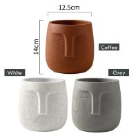 China 5.5 Inch Nordic Abstract Human Face Cement Succulent Flowerpot for Home Garden Planters 12.5x14 cm for sale