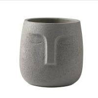 China 5.5 Inch Nordic Abstract Human Face Cement Succulent Flowerpot for Home Garden Planters 12.5x14 cm for sale