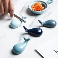 China Porcelain Cartoon Fish Whale Chopstick Rest Holder 7x3x3.5cm Kitchen Art Craft Tableware Stand for sale