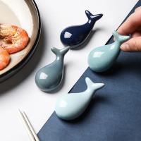 China Porcelain Cartoon Fish Whale Chopstick Rest Holder 7x3x3.5cm Kitchen Art Craft Tableware Stand for sale