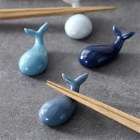 China Porcelain Cartoon Fish Whale Chopstick Rest Holder 7x3x3.5cm Kitchen Art Craft Tableware Stand for sale