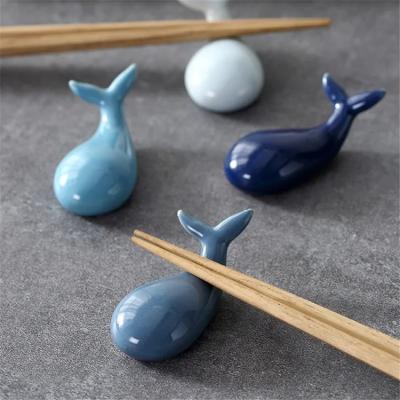 China Porcelain Cartoon Fish Whale Chopstick Rest Holder 7x3x3.5cm Kitchen Art Craft Tableware Stand for sale