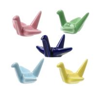 China Ceramic Origami Chopstick Holder Paper Crane Design Durable Chopstick Rest 3x5.7 cm for sale