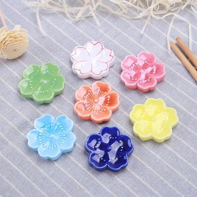 China Japanese Ceramic Multicolor Cherry Blossom Chopstick Holder Pen Holder 4.5x4.5x3 cm for sale
