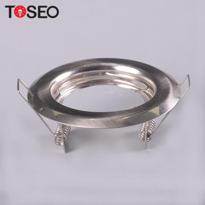 China Satin Nickel Pressing Metal Round GU10 LED Recessed Downlight 81mm 55mm Cutout for sale