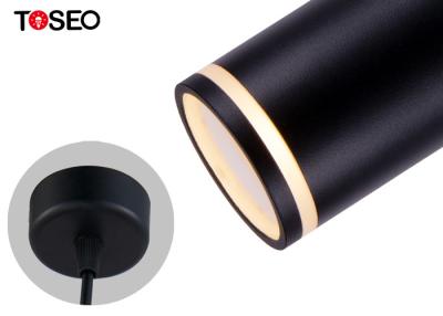 China Aluminum Black Cylinder Pendant Light 7W GU10 Anti-Glare Deeply Hidden Chandelier 60x300mm for sale