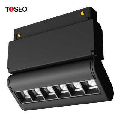 China Dimmable LED Magnetic Track Light 6W 12W 48V Black Adjustable Spotlights for sale