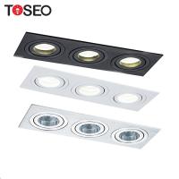 China GU10 Square Recessed LED Downlight 3W 5W 6W 7W Three Head Adjustable Spotlight 256x92mm for sale