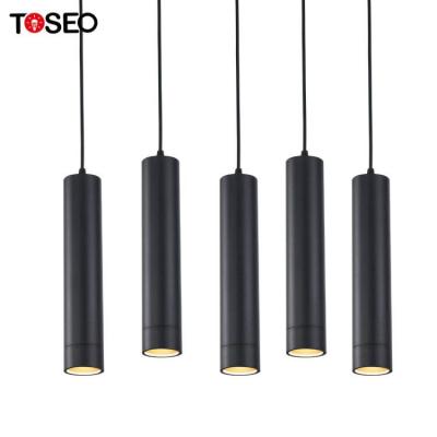 China 240V Aluminium Cylinder Black Pendant Light 60x300mm GU10 Anti Glare Front Replace Bulb for sale
