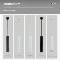 China 240V Aluminium Cylinder Black Pendant Light 60x300mm GU10 Anti Glare Front Replace Bulb for sale