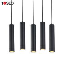 China Pure Aluminium Anti Glare Pendant Light 60x300mm GU10 220V Black Chandelier for sale