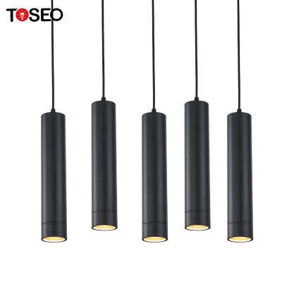 China Pure Aluminium Anti Glare Pendant Light 60x300mm GU10 220V Black Chandelier for sale