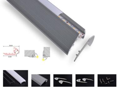 China Stair Lighting Led Aluminum Profile 6063 T5 Recessed Opal Cover 2m 3m Length for sale