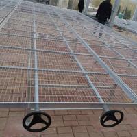 China Greenhouse Rolling Bench with Expanded Metal Mesh – Aluminum Frame & Galvanized Steel Movable Seedbed for sale