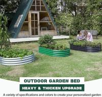 China Galvanized Raised Garden Bed Kit 4*2*1 Ft Oval Metal Galvanized Planter Garden Boxes Outdoor For Vegetables (Sliver） for sale