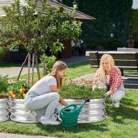 China 8*2*1 Ft Raised Garden Bed Galvanized Planter Box Outdoor Oval Large Metal Garden Bed Planter for Vegetables（Sliver） for sale