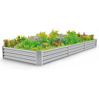 China Custom Logo Big Metal Planter Boxes Large Galvanized Steel Planter Box 8*4*2 Ft for sale