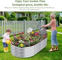 China Galvanized Raised Garden Bed Gardening Planting Bed 6*3*2 Ft Oval Metal Garden Box Outdoor, Large Metal Garden Box for sale