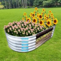 China Galvanized Raised Garden Bed Metal Planter Garden Boxes Outdoor Oval Large Metal Raised Garden Beds For Herbs 6x3x1.5ft for sale