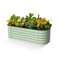 China Oval 5*2*1.5 Ft Light Green Metal Raised Bed Planters Modular For Vegetables for sale