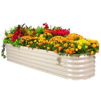 China 8*2*1.5 Ft Modular Galvanized Steel Oval Raised Garden Planter Bed For Flowers for sale