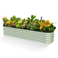 China Easy Assembly Light Green Oval Galvanized Raised Garden Beds 8*2*1.5 Ft for sale