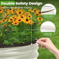 China 3.5*2*1.5Ft Oval Metal Garden Bed Ivory White Galvanized Metal Flower Bed for sale