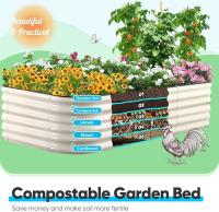 China 8*3.5*1.5Ft Ivory White Oval Galvanized Raised Garden Beds Outdoor Custom Logo for sale