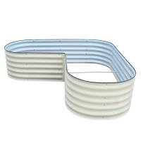 China Galvanized Ivory White L Shape Metal Garden Bed Planter Box For Vegetables 5.5*5.5*1.4Ft Easy Assembly Special Featur for sale