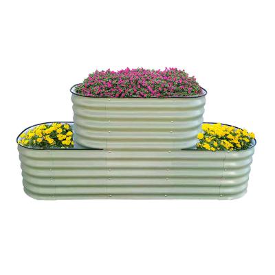 China Galvanized Raised Garden Beds Outdoor Planter Box With Safety Edging Metal Raised Beds For Gardening 6.4*2.6*2 Ft for sale