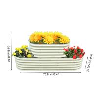 China Galvanized Steel Raised Garden Bed 6.4*2.6*2 Ft Modular Planter For Gardening Vegetables Ivory White Meta Planter Box for sale