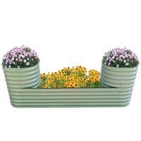 China Galvanized Raised Garden Bed 7.9*2*2.6 Ft Irregular Metal Planter Box For Planting Outdoor Plants Vegetables light green for sale