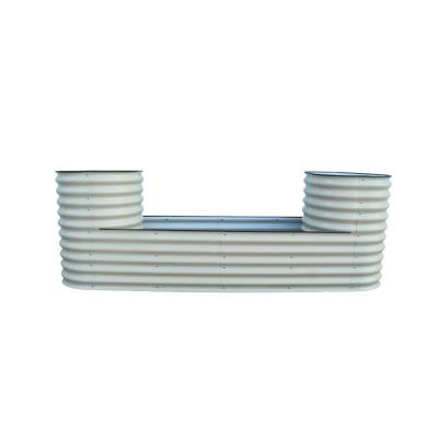 China Galvanized Raised Garden Bed Outdoor 7.9*2*2.6 Ft Bottomless Garden Boxes Ivory White Metal Raised Beds For Gardening for sale